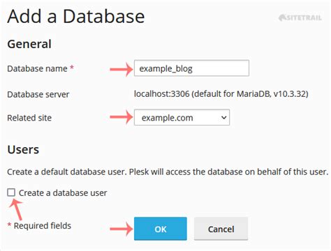 How To Create A Database In Plesk Sitetrail Llc