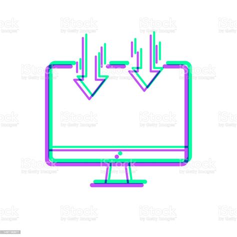 데스크톱 컴퓨터로 보내기 흰색 배경에 두 가지 색상이 오버레이된 아이콘 개념에 대한 스톡 벡터 아트 및 기타 이미지 개념 공유 개념 교환 Istock