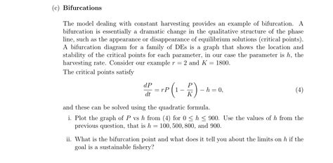 Solved Bifurcations The Model Dealing With Constant