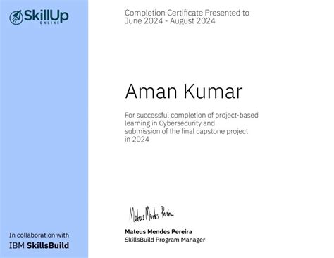 Aman Kumar On Linkedin Cybersecurity Ibm Skillup Cybersecuritytraining Skillsbuild…
