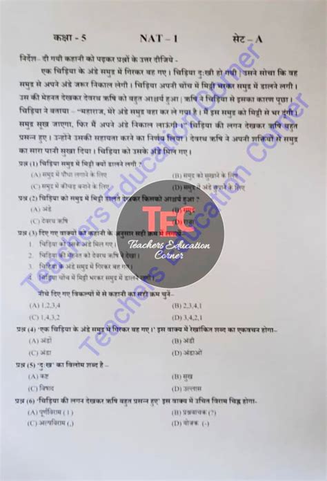 नए Nat Paper 2023 Class 1 To 5 Pdf Nat Exam 2023 Nat Model Paper
