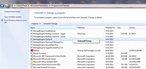 Uninstall Manageengine