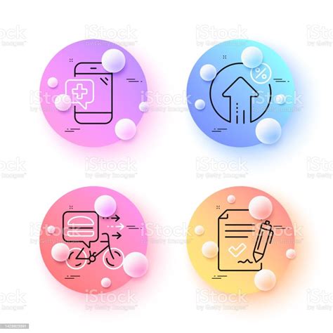 음식 배달 대출 퍼센트 및 의료 전화 최소 라인 아이콘 웹 응용 프로그램의 경우 인쇄 벡터 0명에 대한 스톡 벡터 아트 및 기타 이미지 Istock
