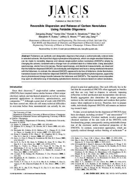 Pdf Reversible Dispersion And Release Of Carbon Nanotubes Using Foldable Oligomers
