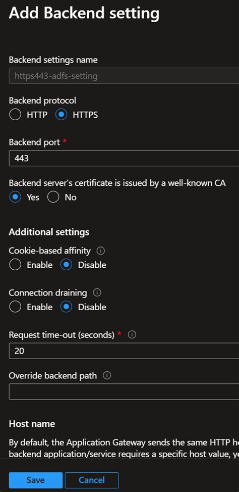 Configuring Azure App Gateway V2 Backend Setting And Probe With Adfs Vm Server Microsoft Qanda