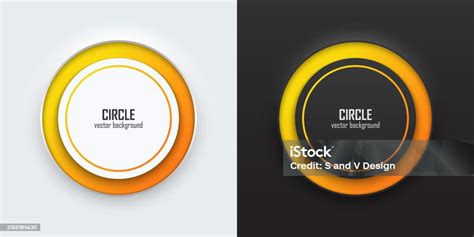 사실적인 3d 원 노란색과 주황색 조명 원은 Neumorphism 스타일의 흰색과 검은 색 배경에 프레임을 조명합니다 디자인 요소 연단의 평면도 Eps10 벡터 0명에 대한