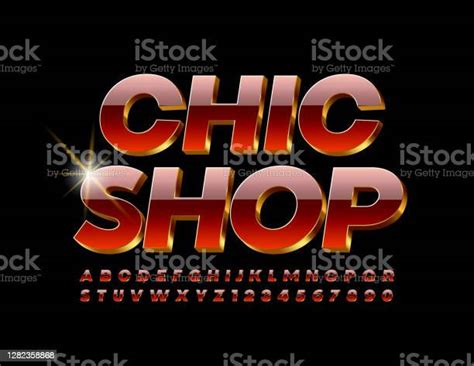 벡터 엘리트 로고 세련된 가게 3d 빨간색 및 골드 알파벳 문자 및 숫자 세트 개념에 대한 스톡 벡터 아트 및 기타 이미지 개념 고객 광고 Istock