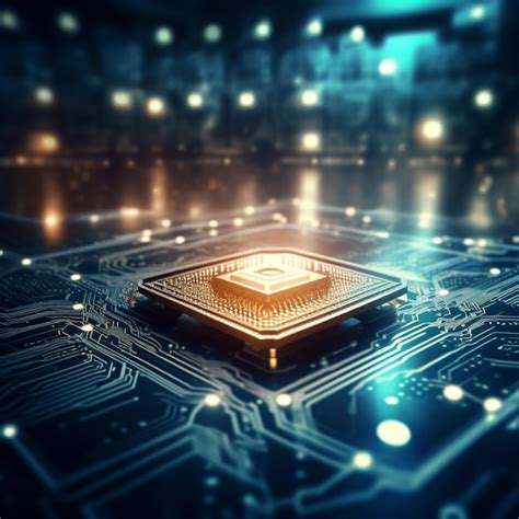 Premium AI Image Golden AI CPU Chip In Motherboard Connection