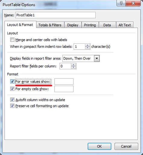 Hide DIV 0 From Excel Pivot Table Mike250