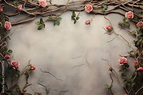 Twining Roses On Aged Paper Texture Stock Illustration Adobe Stock