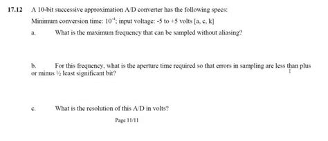 solved 12 a 10 bit successive approximation a d converter