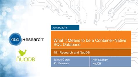 451 Research Nuodb What It Means To Be A Container Native Sql Database Ppt