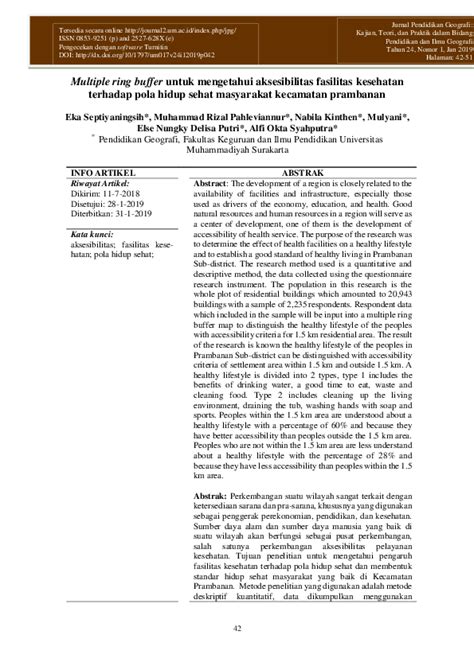 Pdf Multiple Ring Buffer Untuk Mengetahui Aksesibilitas Fasilitas Kesehatan Terhadap Pola