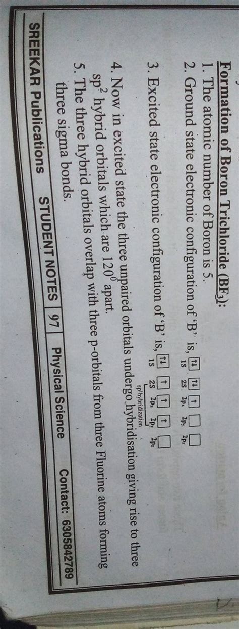Formation Of Boron Trichloride Bf3 1 The Atomic Number Of Boron Is 5