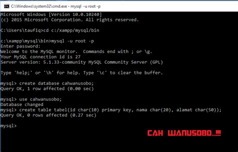 Cara Membuat Database Dan Tabel Sederhana Dengan Cmd Cah Wanusobo