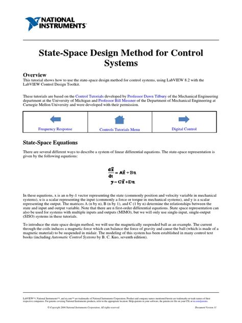State Space For Control Systems Pdf Control Theory Applied Mathematics