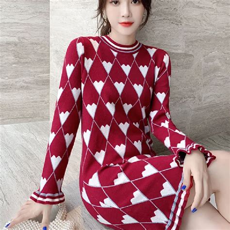 외국인 키티 2020 가을 니트 여성 드레스 미니 우아한 자카드 격자 무늬 간결한 높은 허리 달콤한 여성 사무실 레이디 모든