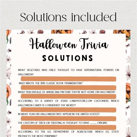 Halloween Trivia Printable Game Printable Halloween Party Game Office