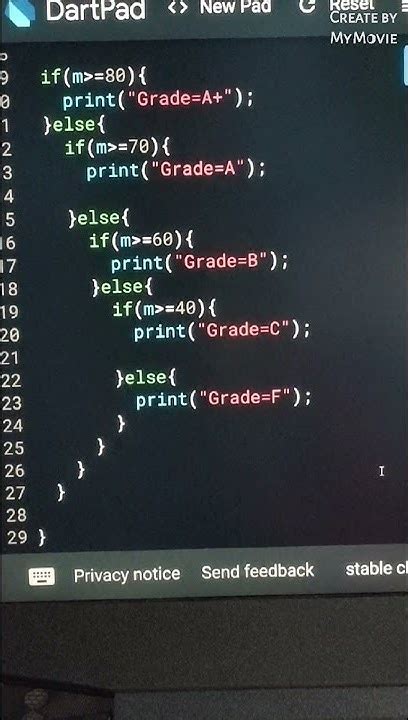 Find Grade Using Nested If Statement In Dart 🎯 Youtube