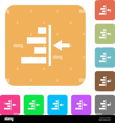 Increase Right Indentation Of Content Flat Icons On Rounded Square Vivid Color Backgrounds Stock