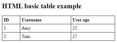 HTML Table Basic Example Dirask