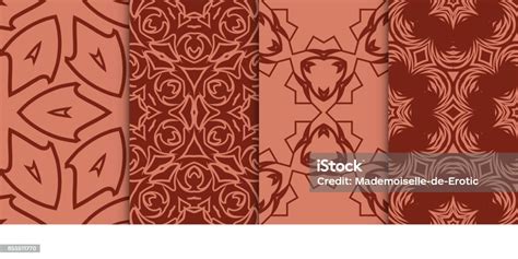 세트 장식 패션 배경 기하학적 꽃 완벽 한 패턴입니다 크리에이 티브 장식입니다 갈색 색상입니다 직물 인쇄 섬유 벽지 디자인에 대 한 0명에 대한 스톡 벡터 아트 및 기타