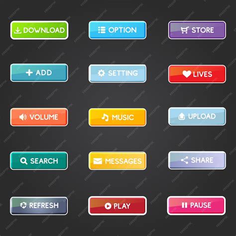 Premium Vector User Interface Buttons Set For Games Or Apps Game Ui Buttons Mobile Application