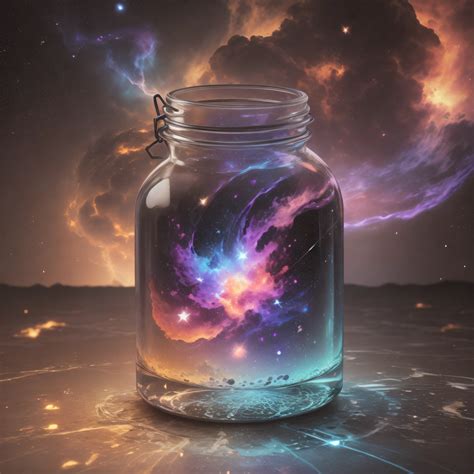 A Close Up Of A Glass Jar With A Colorful Galaxy Inside Galaxy In A