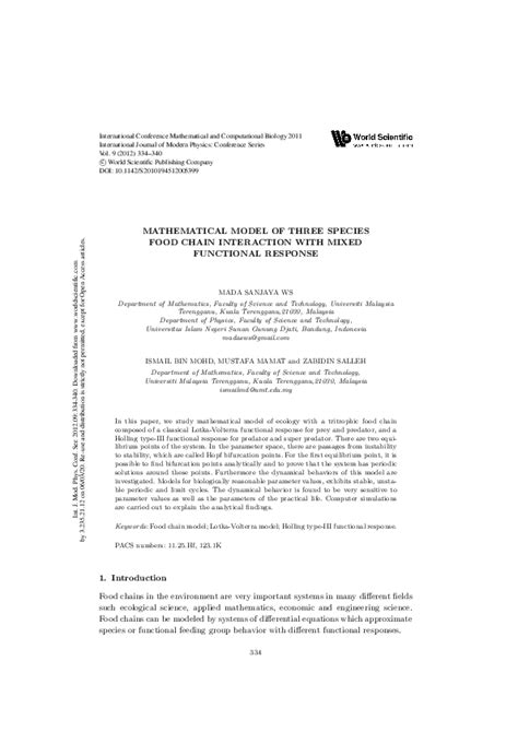 Pdf Mathematical Model Of Three Species Food Chain Interaction With