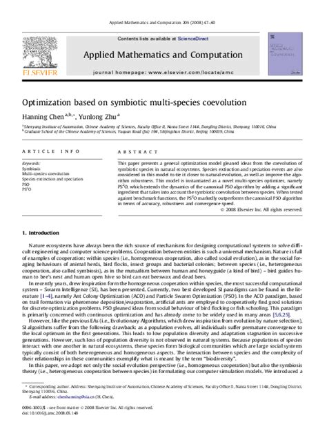 Pdf Optimization Based On Symbiotic Multi Species Coevolution