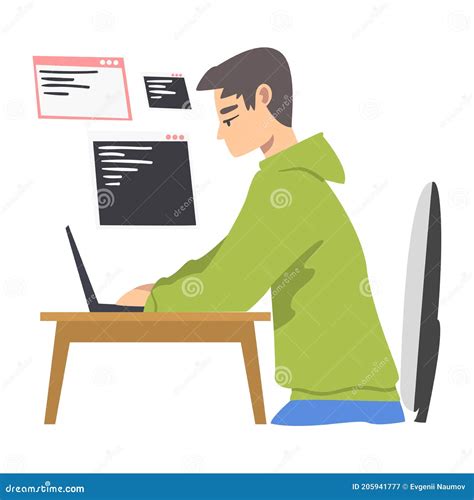 male as software developer or programmer engaged in coding in server