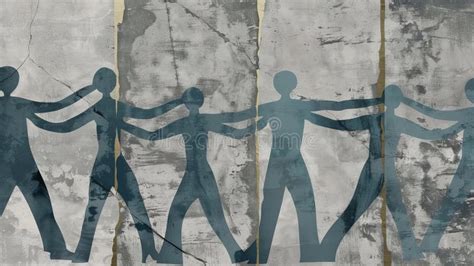 Abstract Human Figures On Textured Background Unity And Movement Abstract Human Figures On Textured Background Unity And Movement