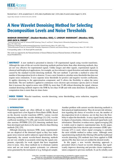 Pdf A New Wavelet Denoising Method For Selecting Decomposition Levels