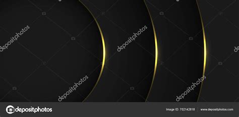 Abstract Black Metallic Golden Curve Overlap Geometric Design Modern