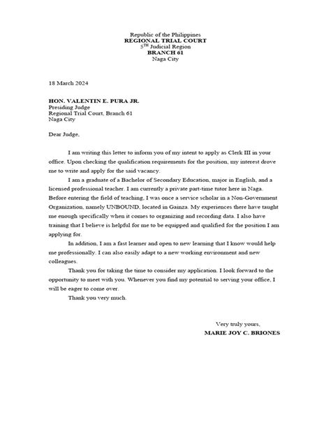 Application Letter Rtc Pdf