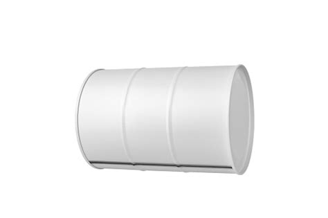 금속 배럴은 흰색 배경에 가까이 고립 오일 드럼 강철 통 빈 폐쇄 주석 캔 알루미늄 통 석유 저장 포장 연료 용기 가솔린 탱크 통조림 제품에 측면에 놓여 0명에 대한 스톡