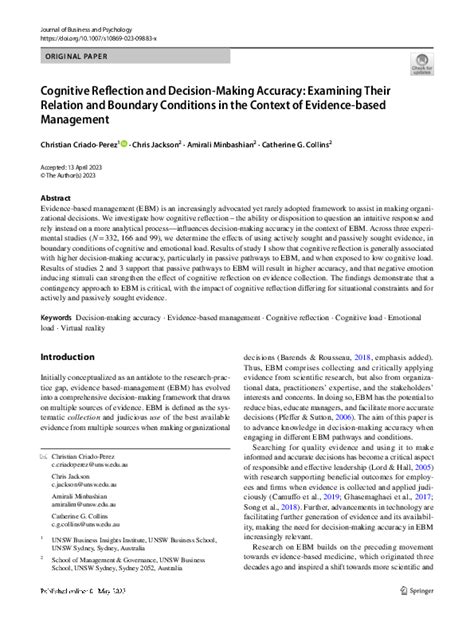 Pdf Cognitive Reflection And Decision Making Accuracy Examining