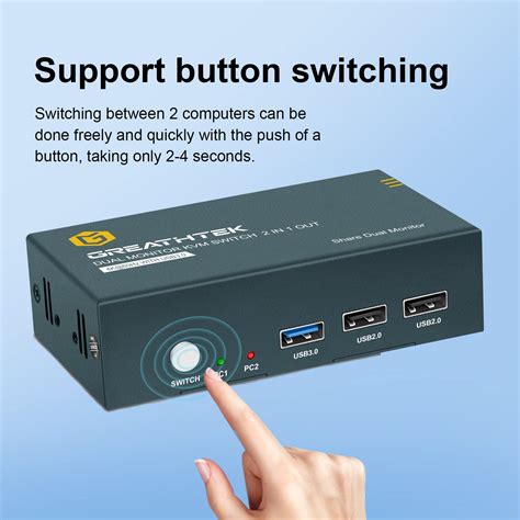 Usb 3 0 Kvm Switch Dual Monitor Displayport 4k60hz 2 Port Dp Kvm Switch 2