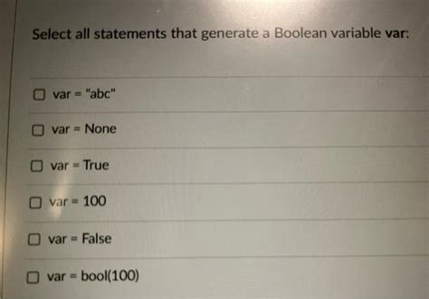 Solved Select All Statements That Generate A Boolean