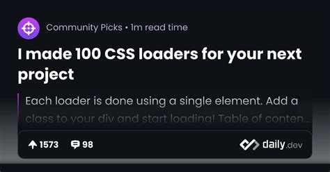 I Made 100 Css Loaders For Your Next Project Dailydev Rprocss