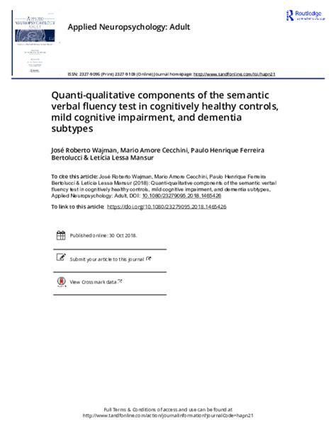 Pdf Quanti Qualitative Components Of The Semantic Verbal Fluency Test In Cognitively Healthy