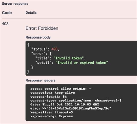 authenticated endpoints return different responses in swagger ui vs terminal · issue 7570