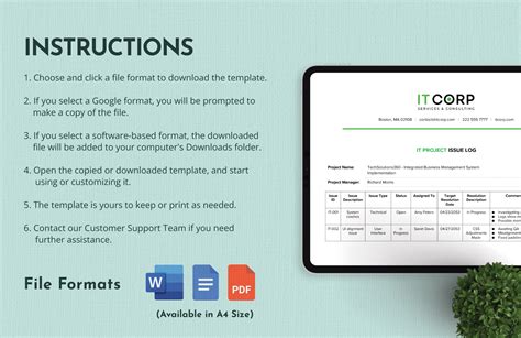 IT Project Issue Log Template In Word PDF Google Docs Download Template Net