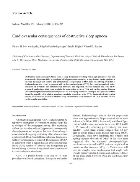 Pdf Cardiovascular Consequences Of Obstructive Sleep Apnoea