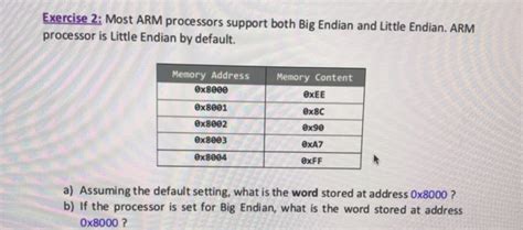 Solved Exercise 2 Most Arm Processors Support Both Big