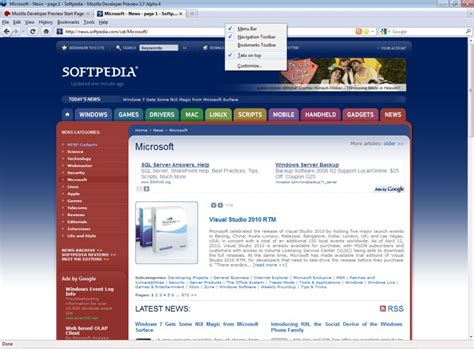 Firefox 3 7 Alpha 4 Gui Evolution With Firefox 4 0 Elements Softpedia