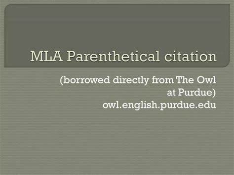 PPT MLA Parenthetical Citation PowerPoint Presentation Free Download ID