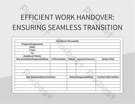 Smooth Transition Maximizing Efficiency In Work Handover Excel Template Free Download Pikbest