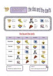 The Dos And The Donts ESL Worksheet By Daffy