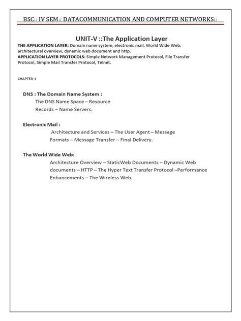 Unit V Application Layer Pdf World Wide Web Internet And Web